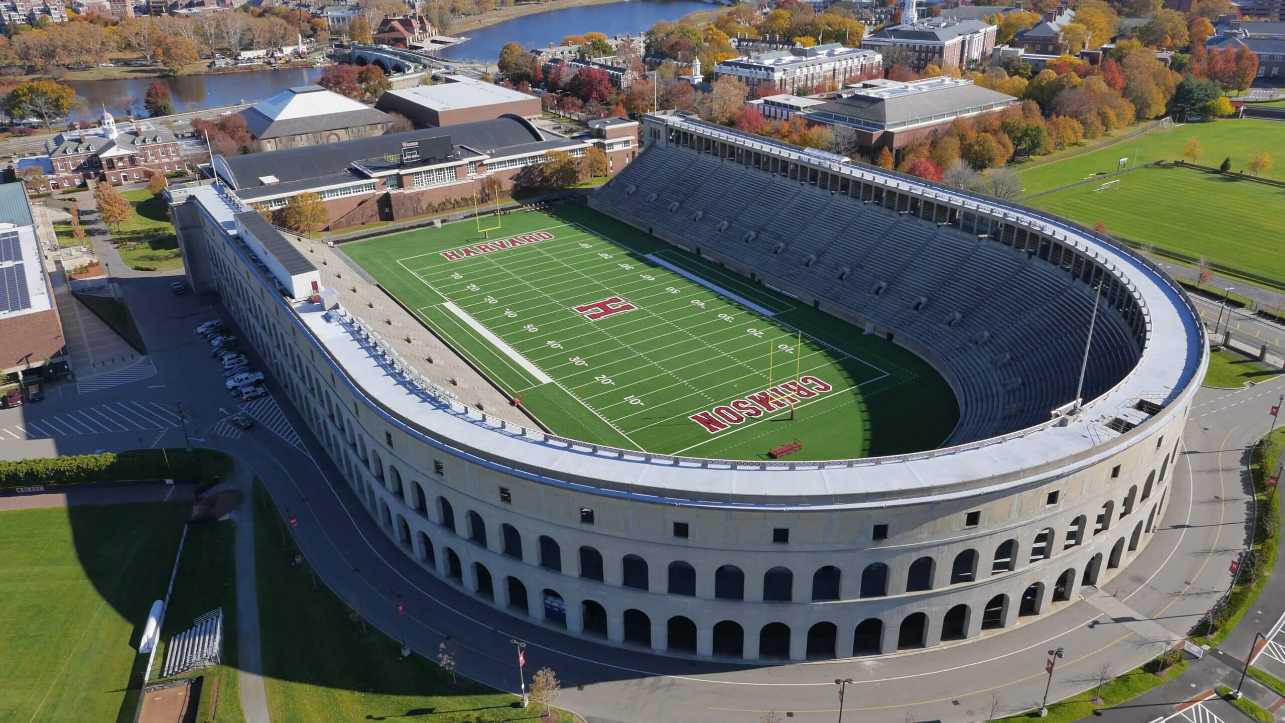 Drawings Of Harvard Stadium Harvard Linen Postcard View From Stadium